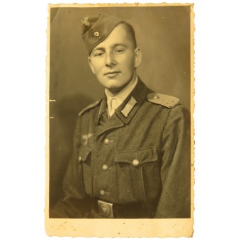 Studio portrait of German infantryman Schütze Johann Weidlinger