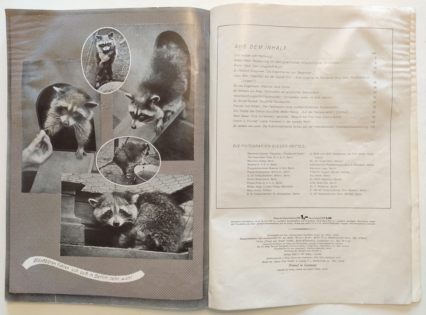 German international magazine Freude und Arbeit (Joy and Work), issue ...