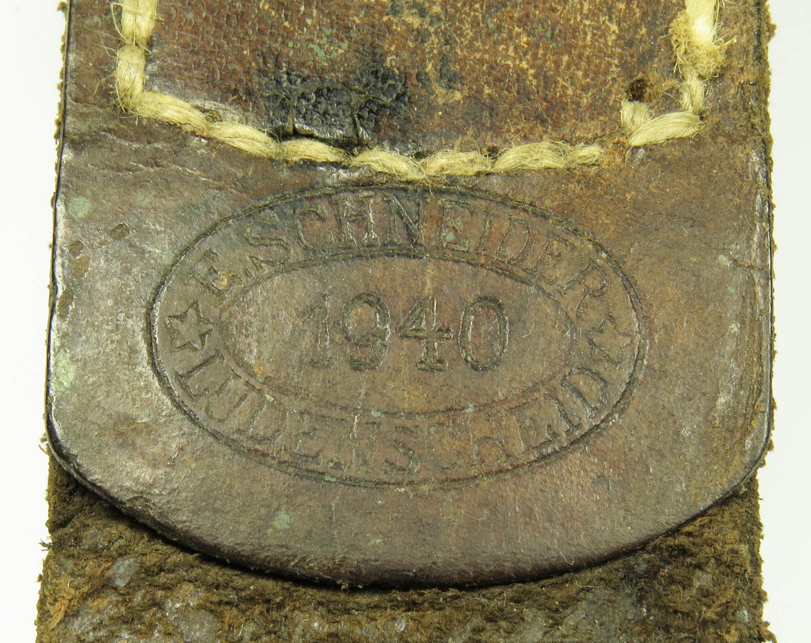 E. Schneider Heer Steel Buckle with leather tab both marked