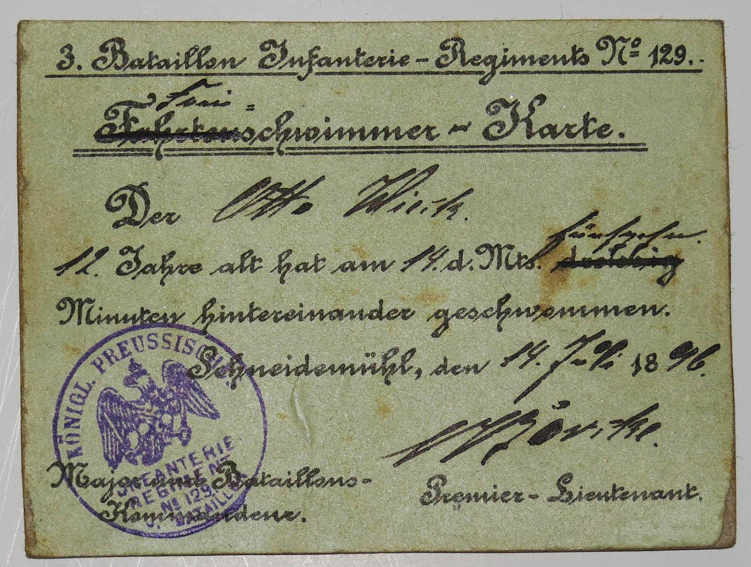 Set of cards issued to Otto Wieck