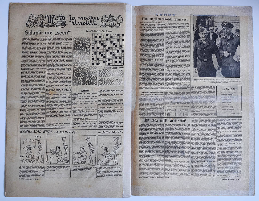 Rindeleht about attempt on Hitler's life, July 22nd, 1944.
