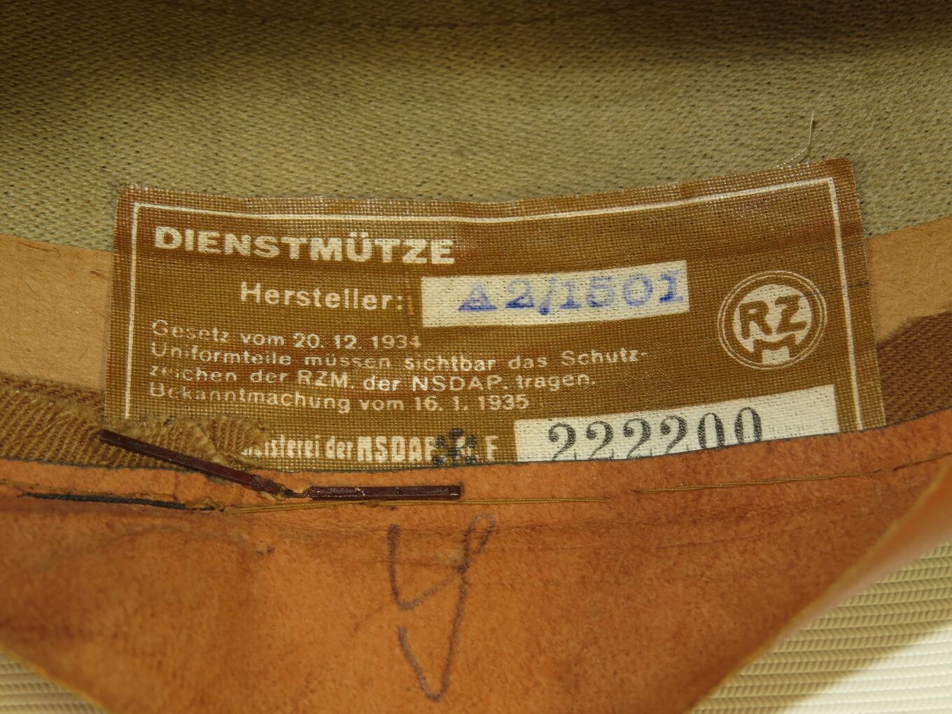 SA der NSDAP Kepi/Cap, Gruppe Ostmark/Oder.- NSDAP & non-Combat