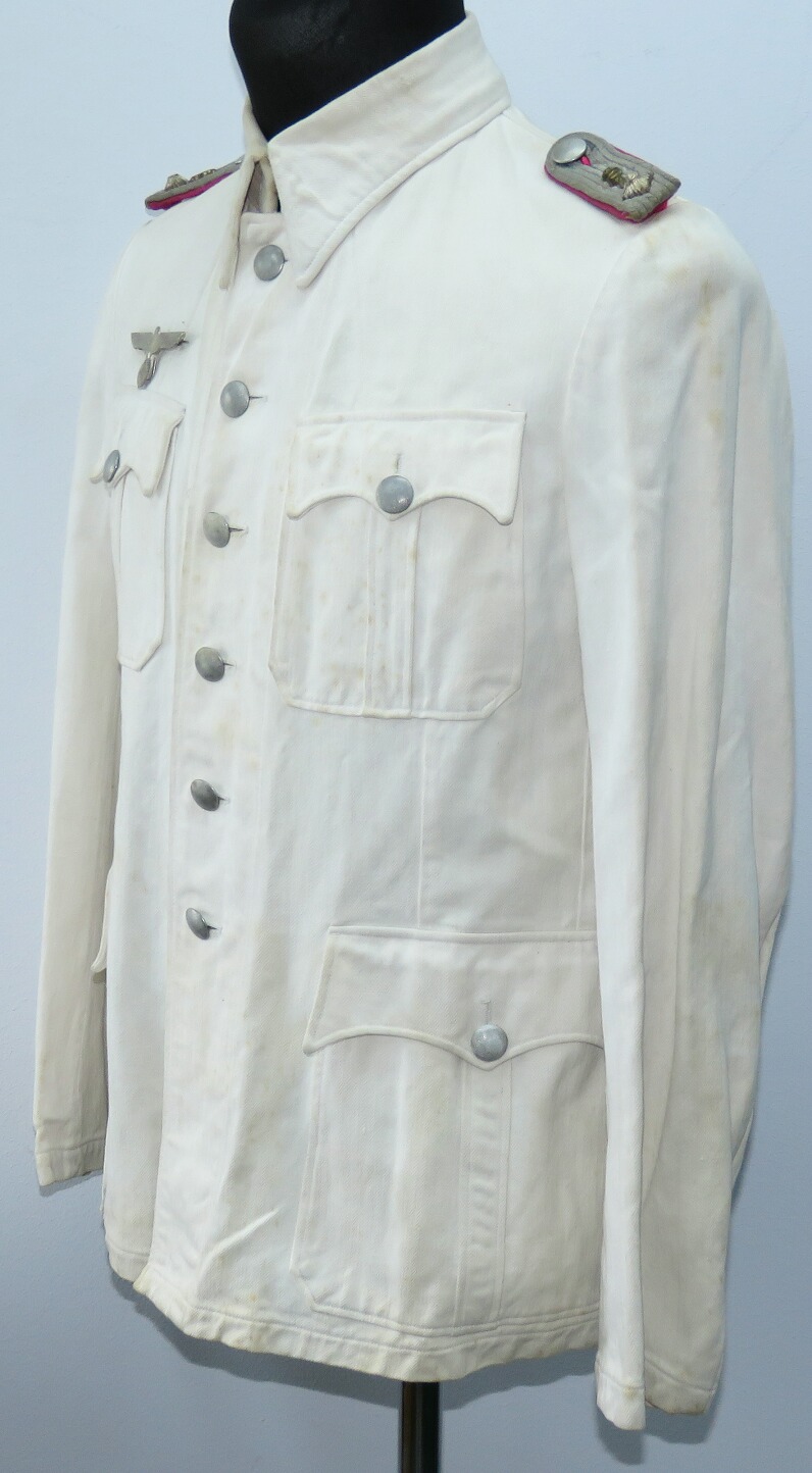 Wehrmacht Oberveterinär Veterinary Service Tunic in White Drill Cloth