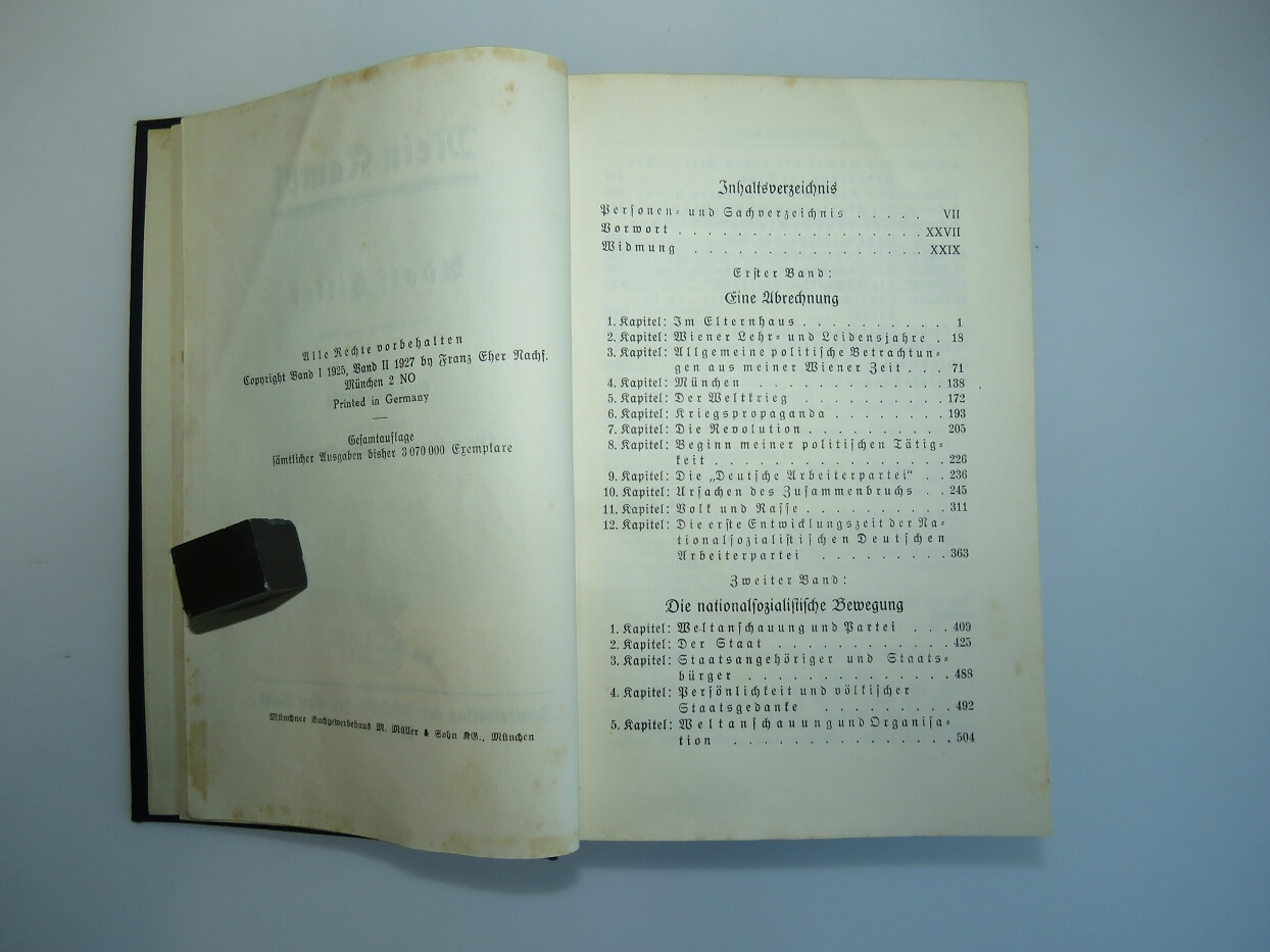 Mein Kampf von Adolf Hitler 1937. 254-258 Auflage