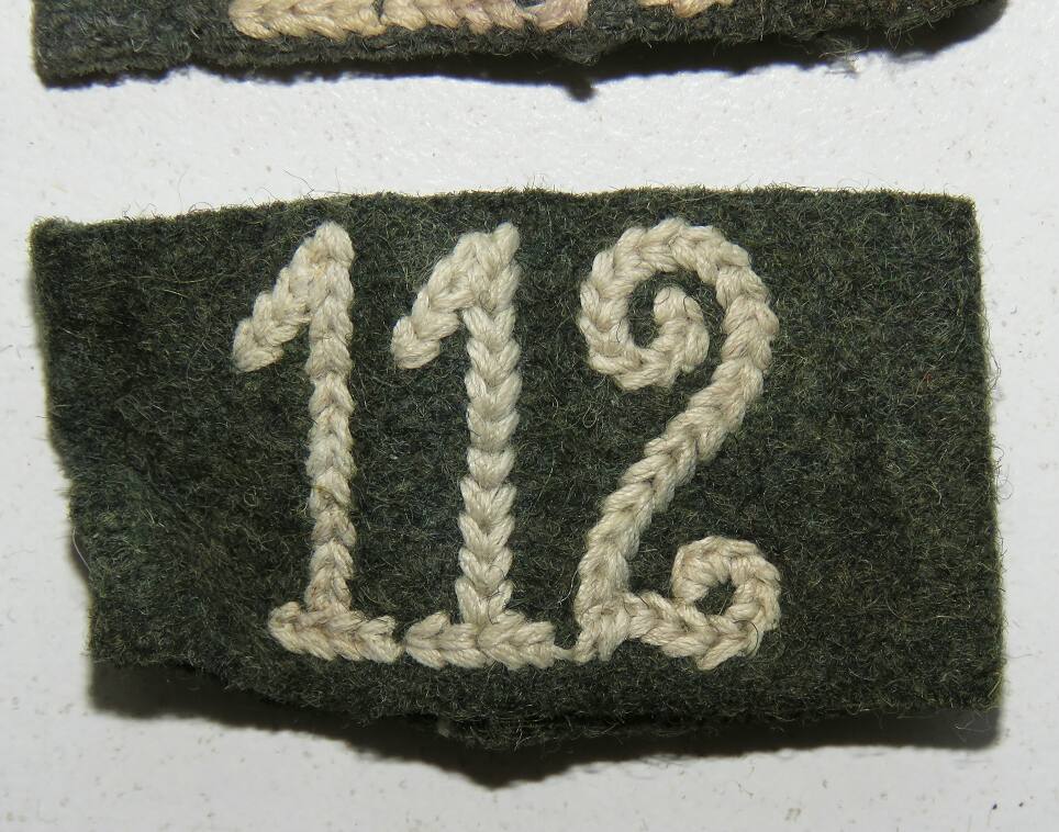 Wehrmacht 112 Infantry Regiment Slip-On Tabs for Shoulder Boards.