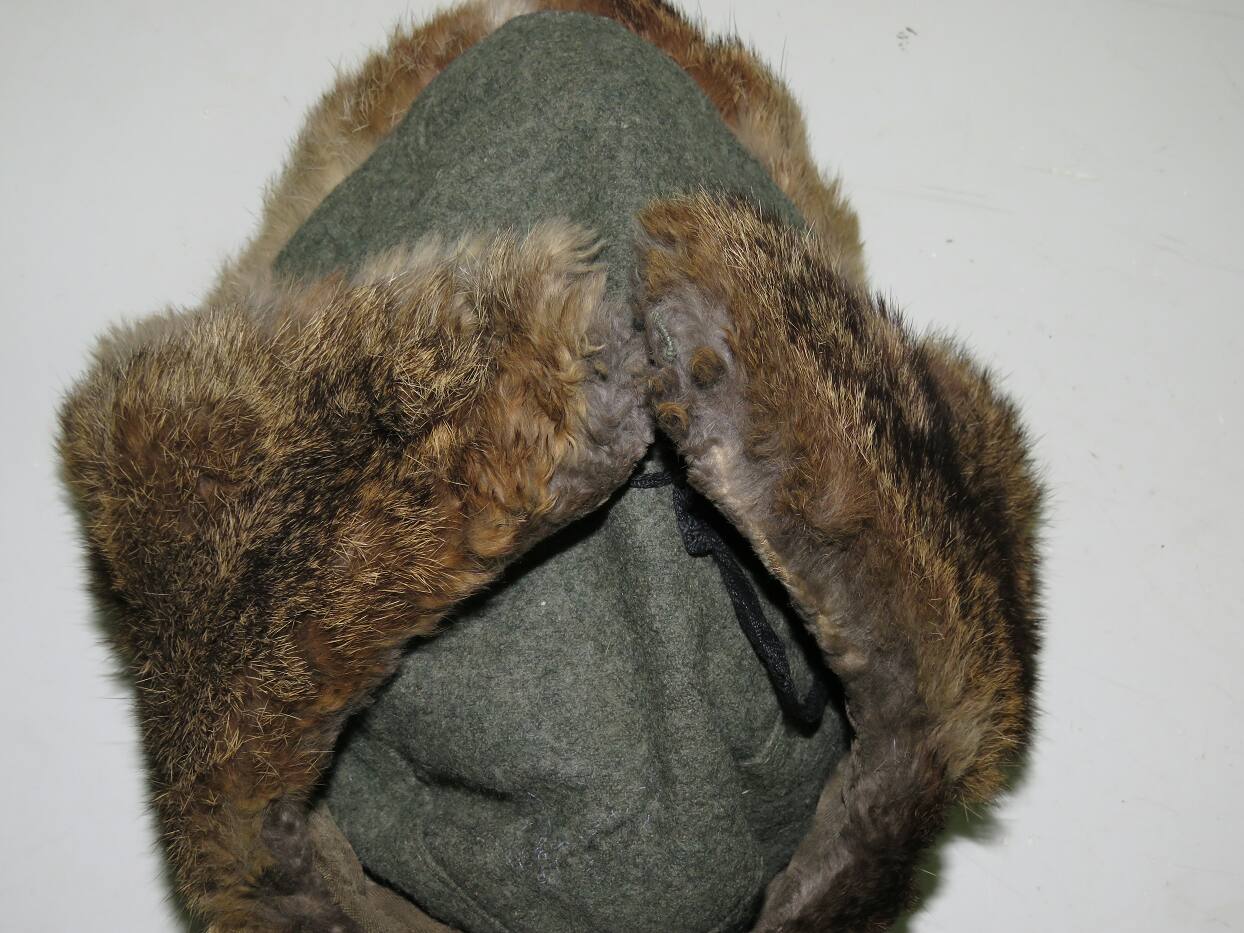 German winter fur hat. Marked, 1943, 56 size