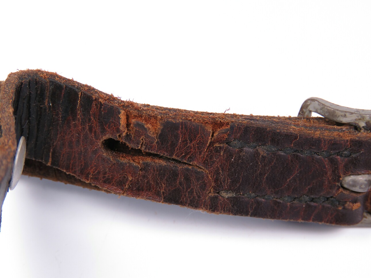 German helmet chin strap with iron buckle and aluminium fittings