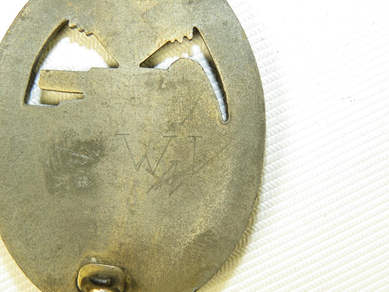 Bronze tank assault badge, back side owner named.- War & Qualification ...
