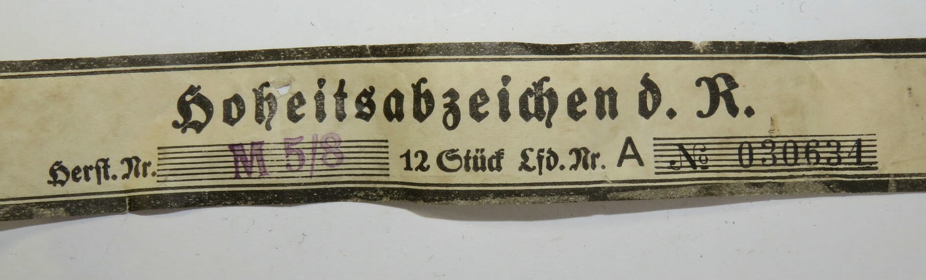 RZM excise paper label for NSDAP party eagles