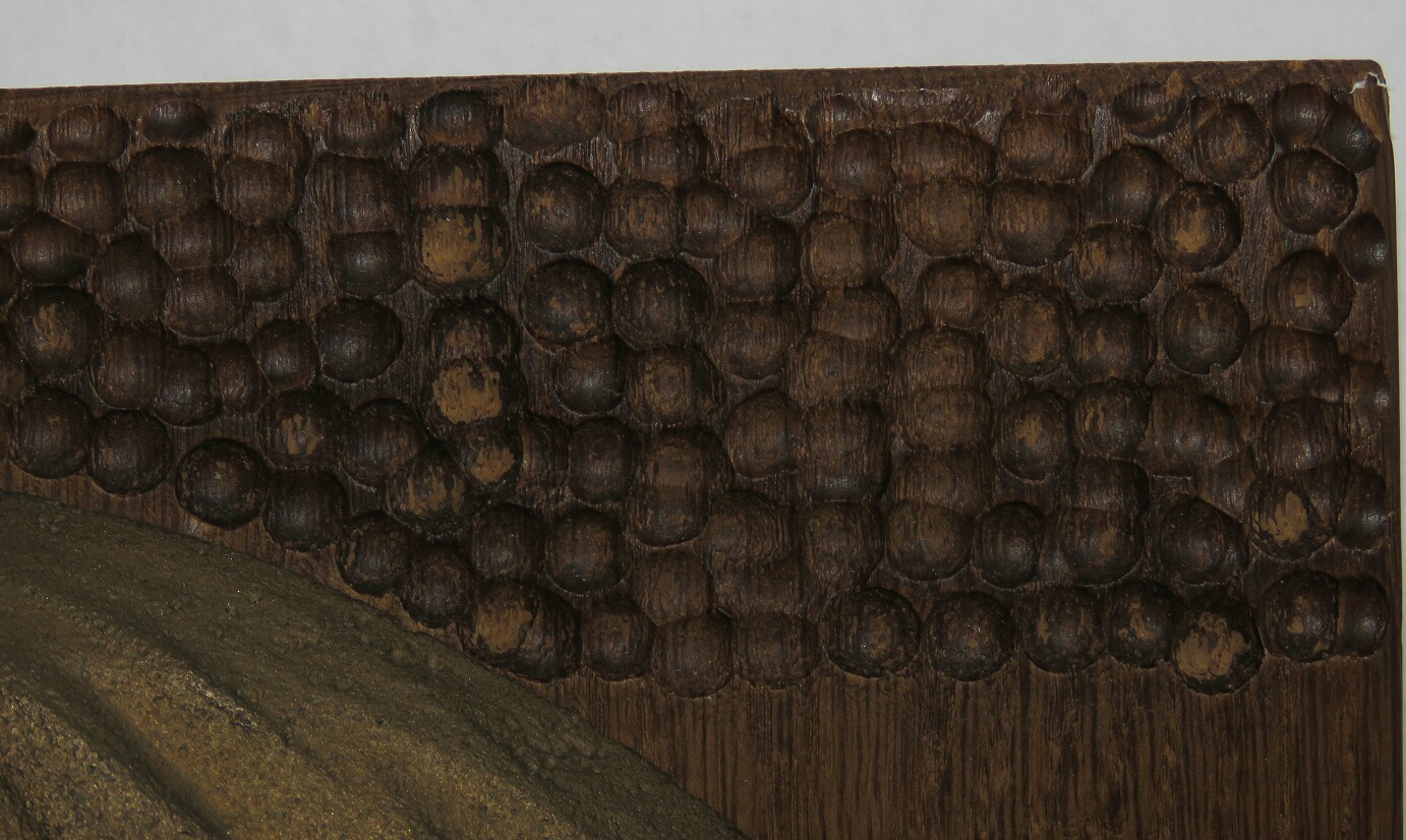 Bronze cast bas-relief of Adolf Hitler on an oak panel
