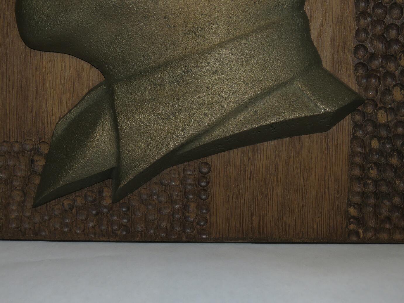 Bronze cast bas-relief of Adolf Hitler on an oak panel
