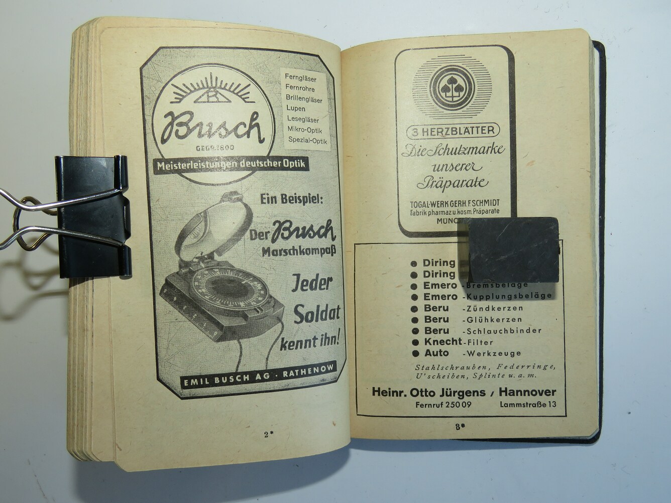 1943 Waffen-SS soldiers pocket calendar