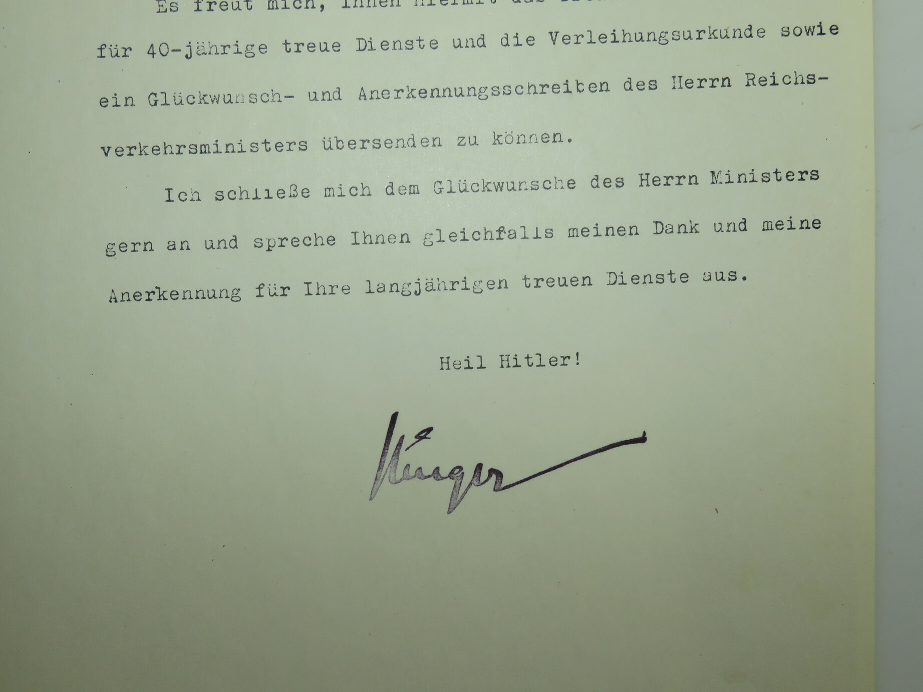 A set of award documents for a railway official of the Third Reich