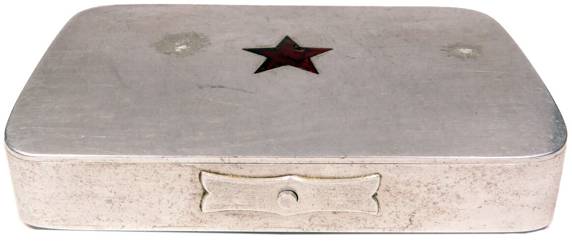 Aluminum cigarette case of the Red Army with a star