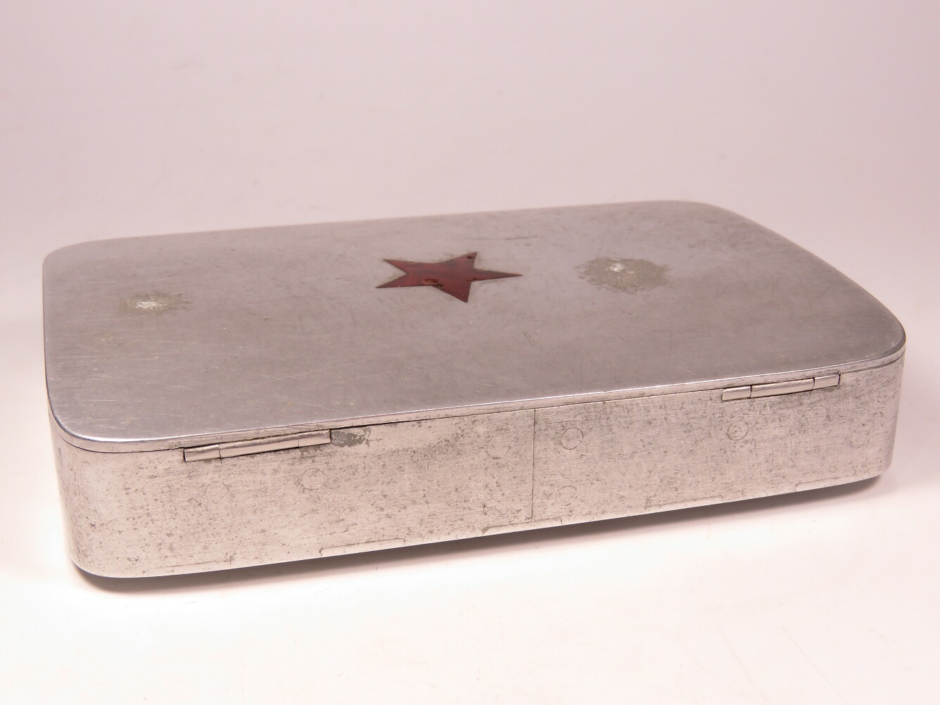 Aluminum cigarette case of the Red Army with a star