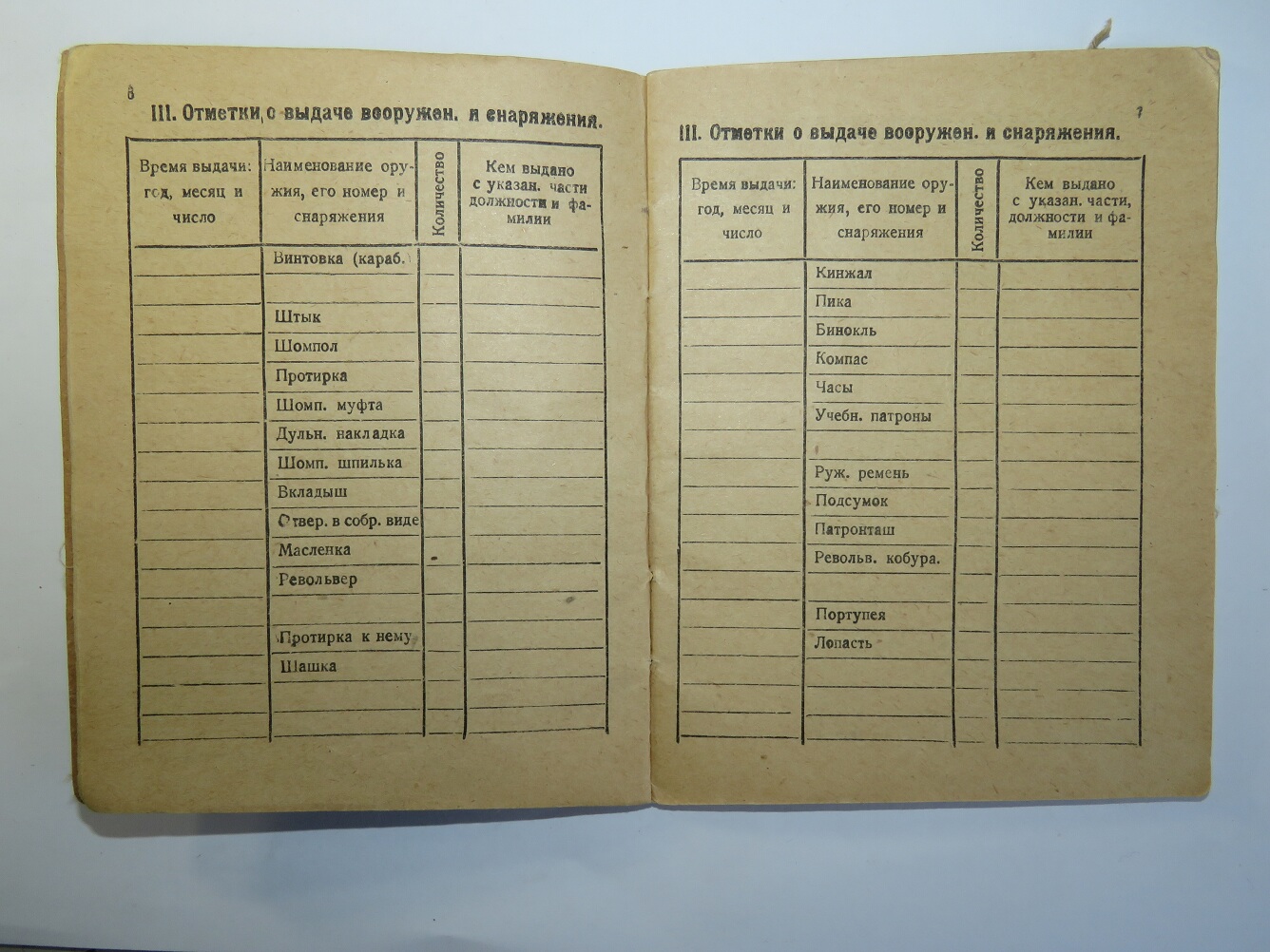 Red Army service booklet, Leningrad Infantry School, 1927