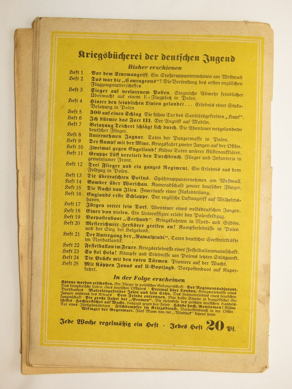 Kriegsbücherei der deutschen Jugend, Heft 25, “Mit Käppen Jonas auf U ...