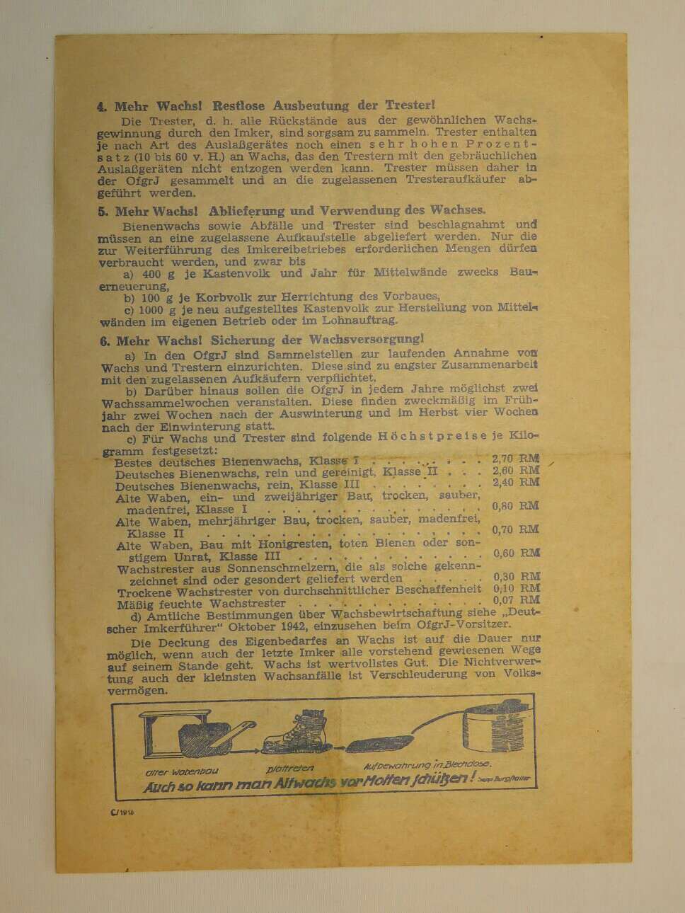 Leaflets for German housekeeper