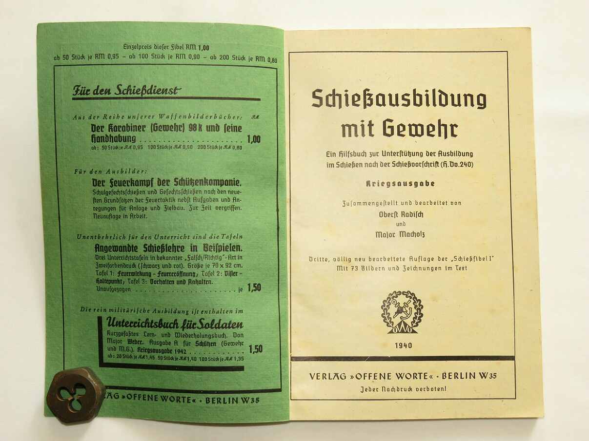 Rifle manual for shooting from German rifle k98