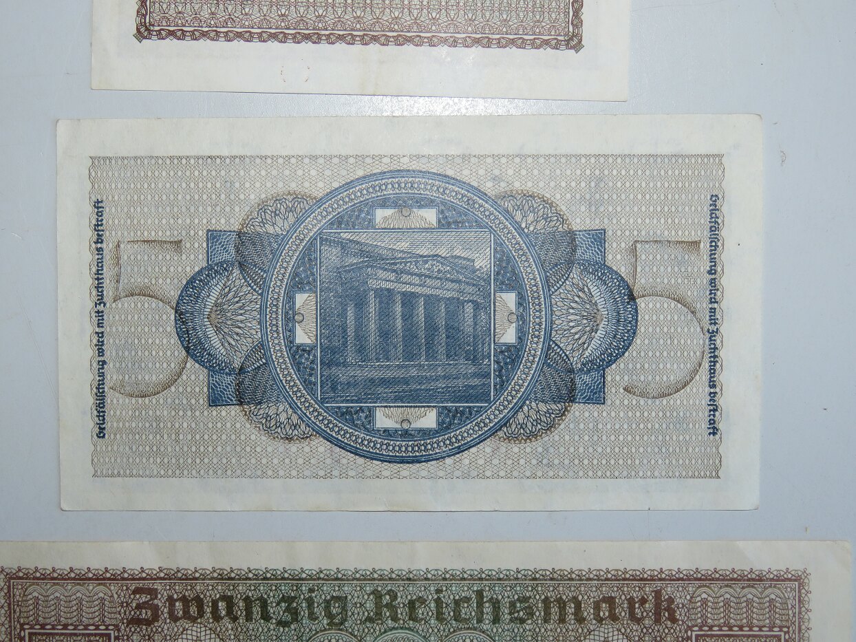 Set of 3rd Reich war time banknotes for Ostland