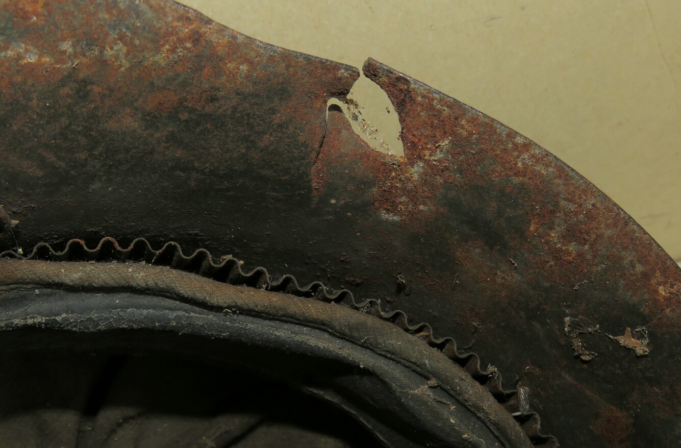 Steel helmet SSH 36 with bullet damage. Attic found. Rare.