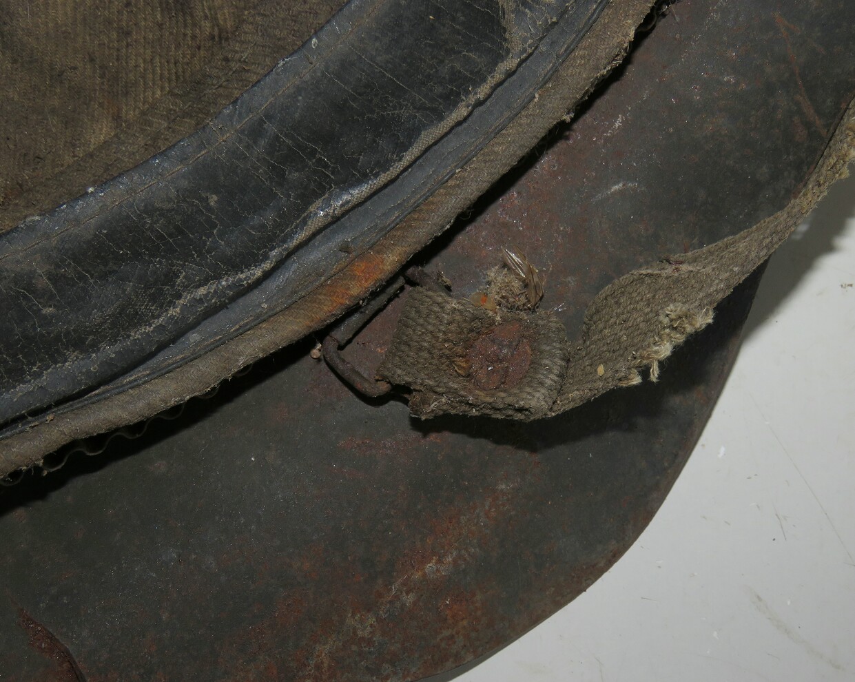 Steel helmet SSH 36 with bullet damage. Attic found. Rare.