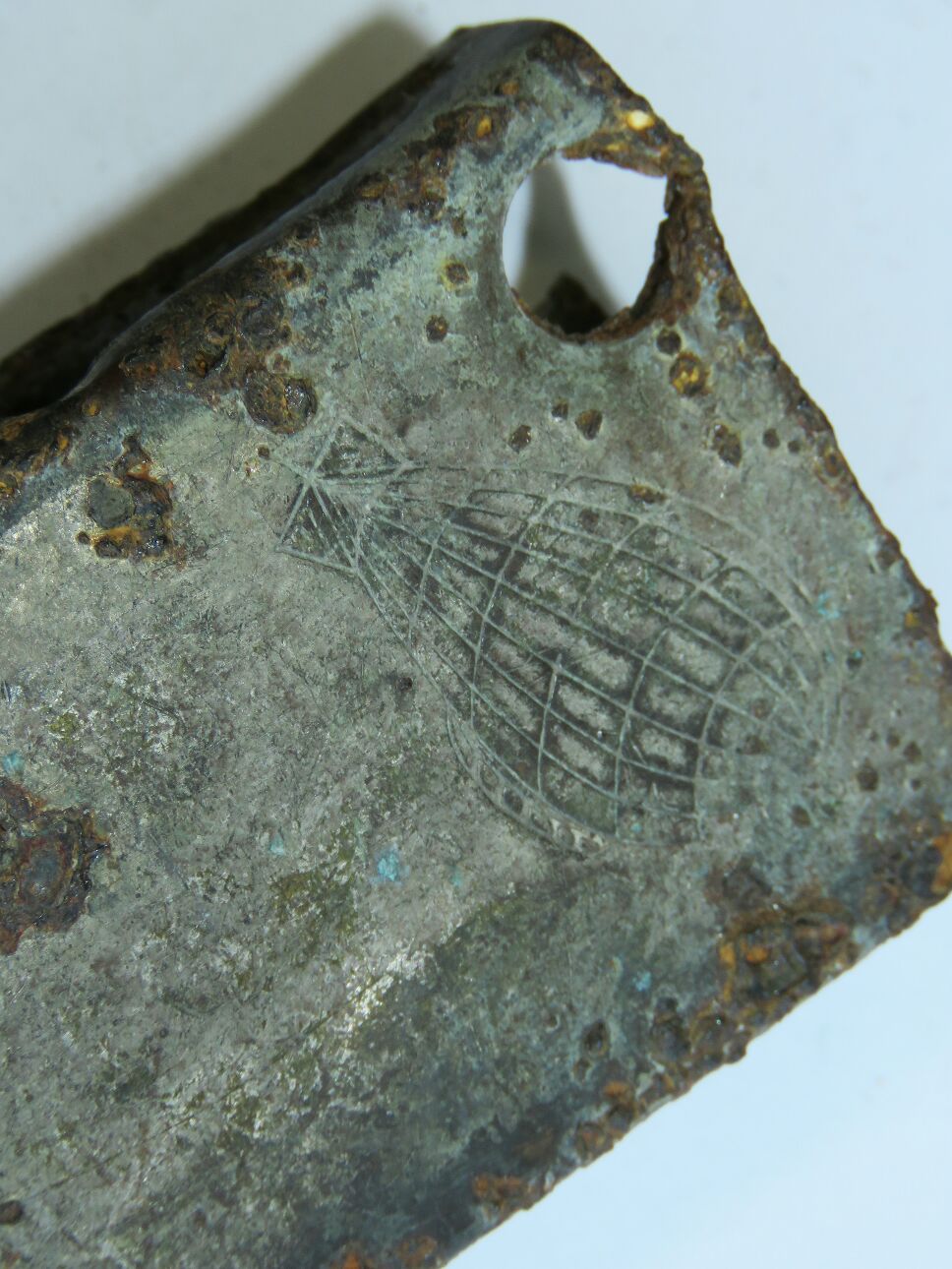 A German soldier's matchbox holder battledamaged