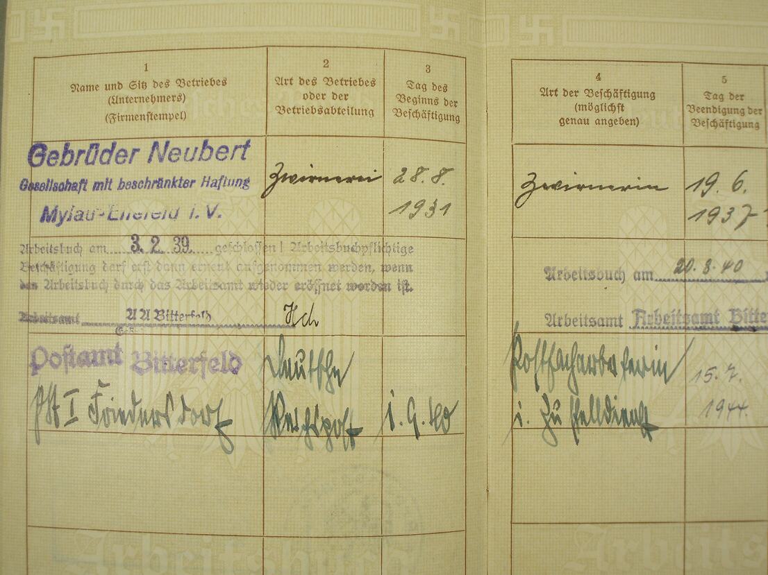 WW2 original 3rd Reich personal ID book for employer - Wehrpass ...