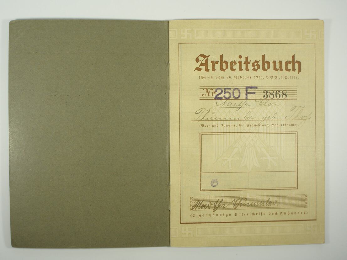 WW2 original 3rd Reich personal ID book for employer - Wehrpass ...
