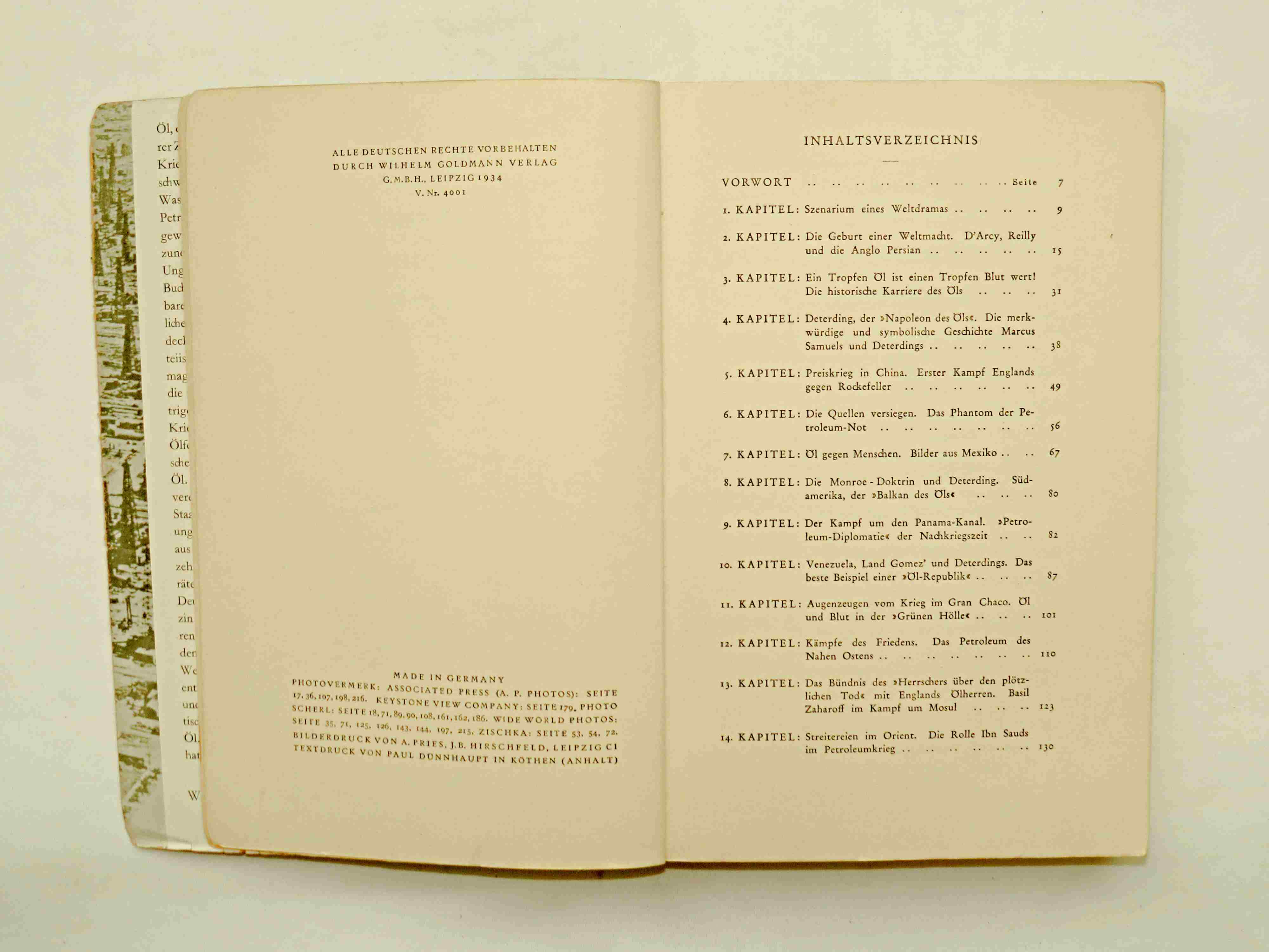 Der Kampf um die Weltmacht Öl, Wilhelm Goldmann Verlag, Leipzig 1934 ...