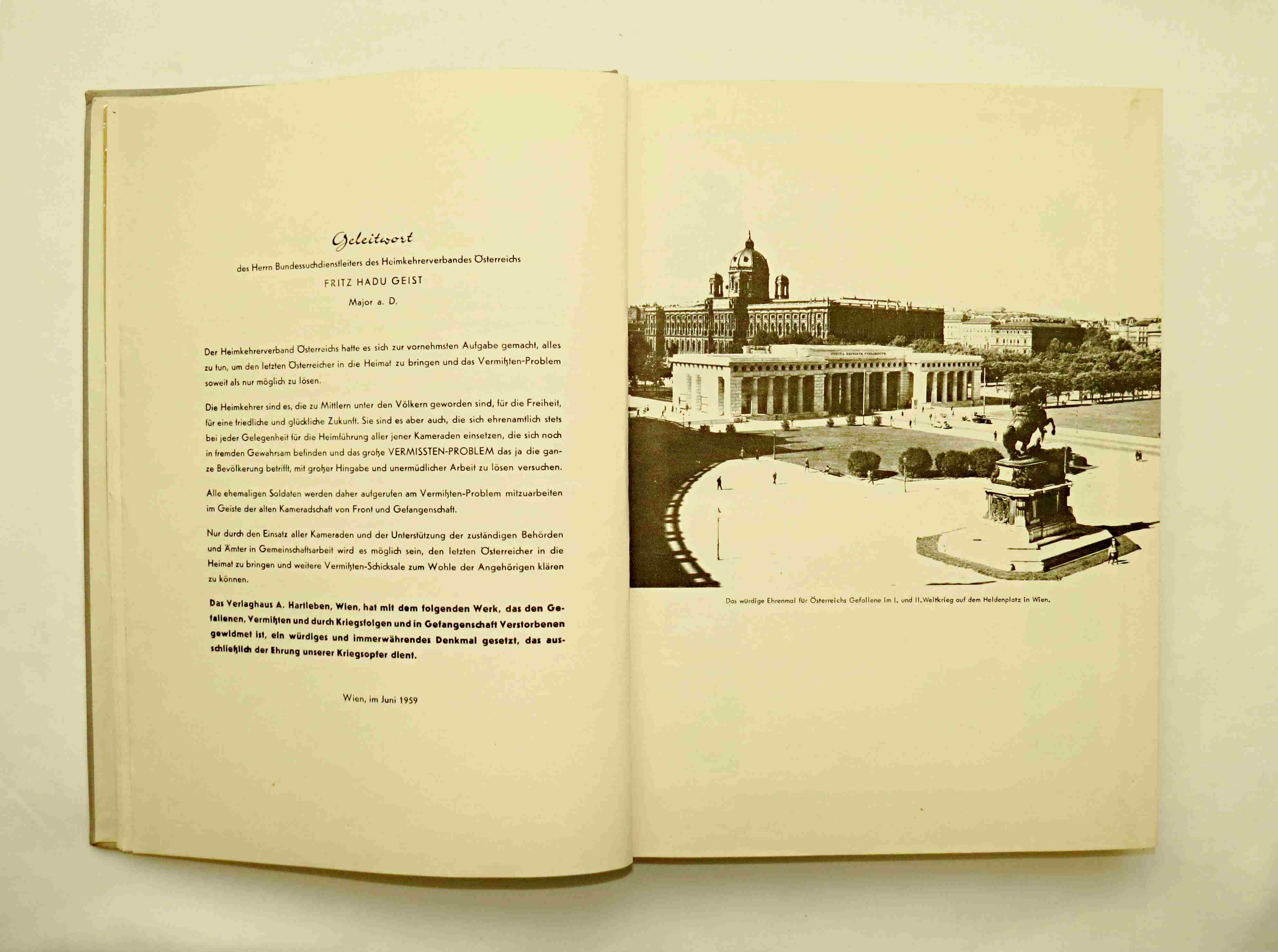 1959 issued Austrian book with the names and photos of the KIA soldiers