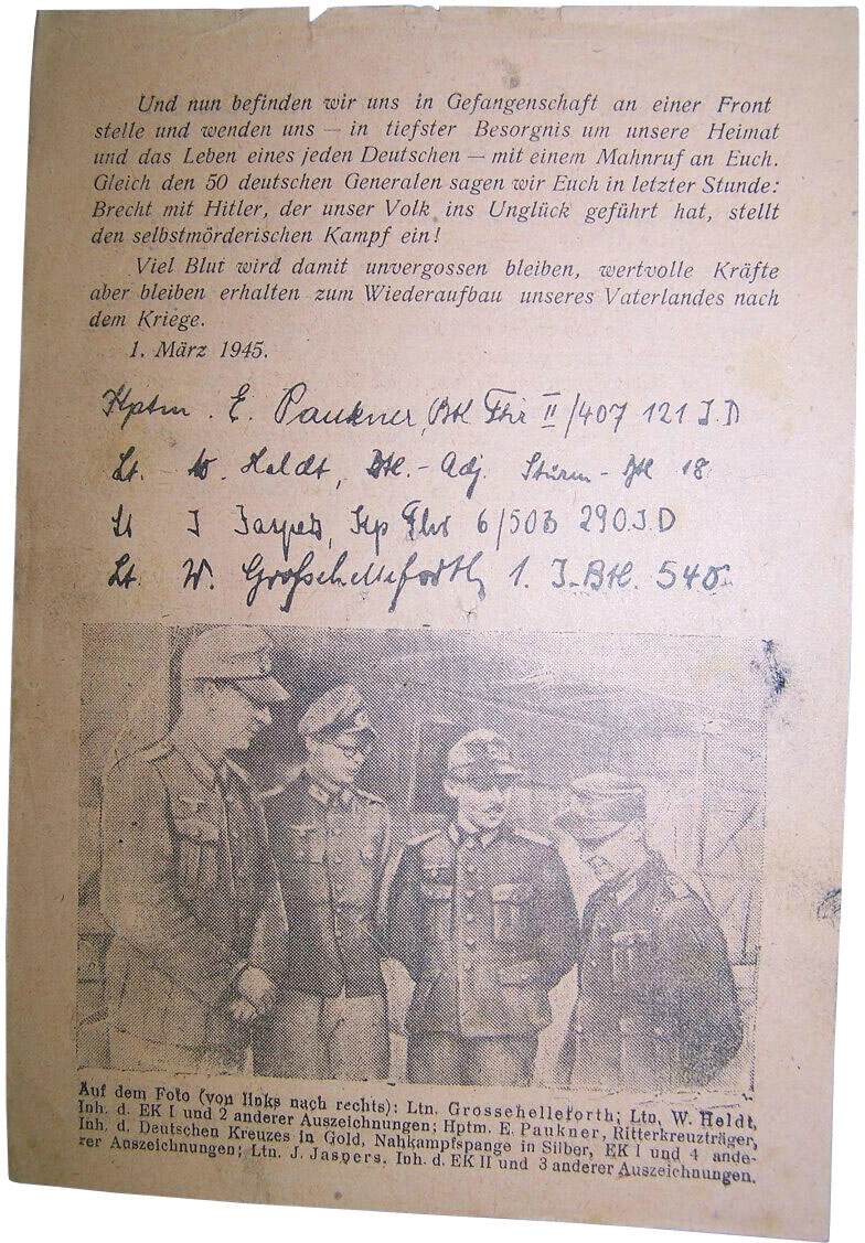 Soviet Leaflet for German troops Offiziere u Soldaten in der HKL ...
